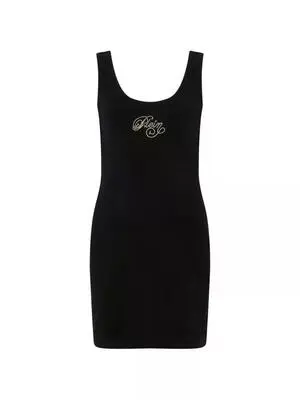 Philipp Plein Logo-strass Mini Dress - Black