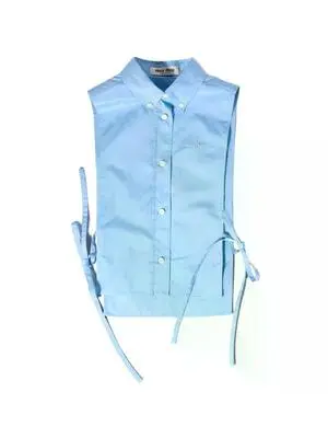 Miu Miu Tie Side Sleeveless Shirt - Blue