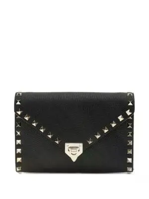 Valentino Garavani Small Rockstud Leather Chain Wallet - Black