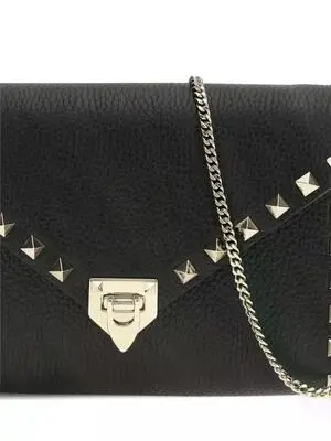 Valentino Garavani Small Rockstud Leather Chain Wallet - Black