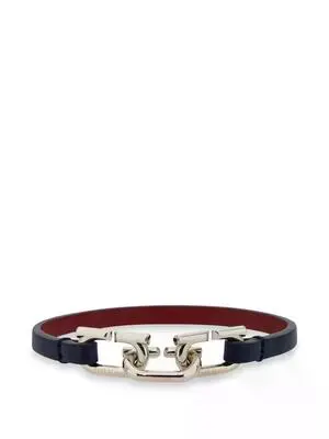 FERRAGAMO Gancini Leather Bracelet - Silver