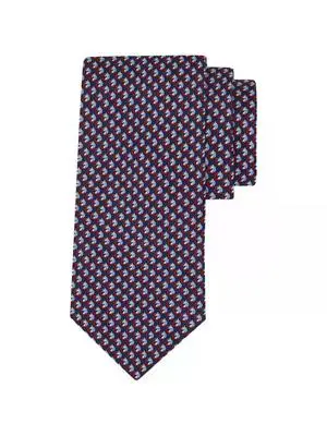 FERRAGAMO Pegasus-print Silk Neck Tie - Blue
