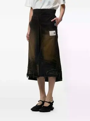 Mihara Yasuhiro Reversed Denim A-line Skirt