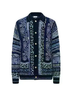 LANEUS Patterned Polo Cardigan