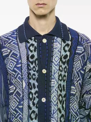 LANEUS Patterned Polo Cardigan
