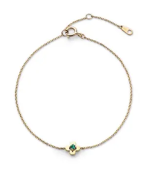 ANA LUISA Solid Yellow Gold Flower Bracelet - Gold/emerald