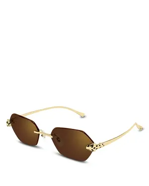 CARTIER Geometric Sunglasses, 55mm - Gold/brown