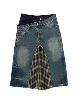 Andersson Bell Pleated Combo Flipped Denim Skirt