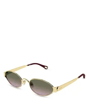 Chloé Oval Sunglasses, 54mm - Gold/green