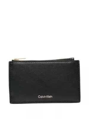 Calvin Klein Foil-logo Top-zip Card Holder - Black