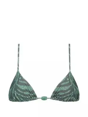 TROPIC OF C Equator Zebra-Print Bikini Top Grey