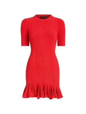 Proenza Schouler Leandra Ribbed Mini Dress - Red