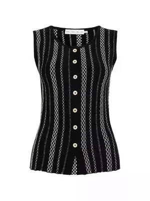 Proenza Schouler White Label Alyna Textured Knit Vest - Black