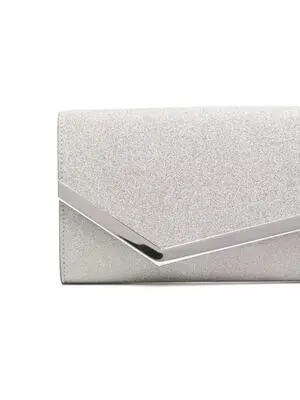 JIMMY CHOO Emmie Glitter Chain Clutch - Silver