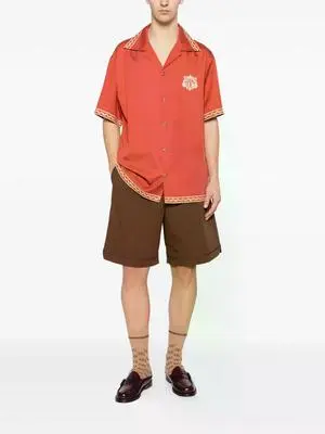 Drole De Monsieur Brodée Danseurs Zigzag-trim Shirt - Orange