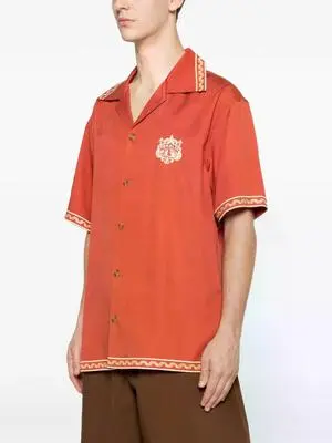 Drole De Monsieur Brodée Danseurs Zigzag-trim Shirt - Orange