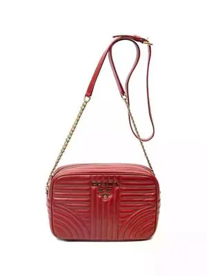 Prada Diagramme Quilted Chain Bag - Red