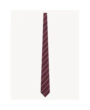 Saint Laurent Striped Wide Tie - Burgundy/black And Off White