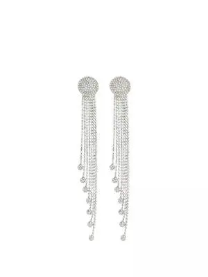 Alessandra Rich Embellished Tassel Drop Earrings - Silver