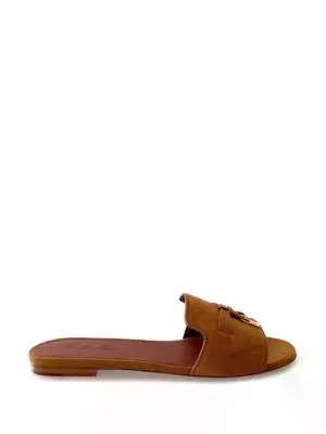 Loro Piana Suede Charms Sandals - Brown