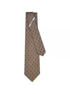 FERRAGAMO Micro Gancini Print Silk Tie - Neutrals