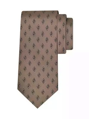 FERRAGAMO Micro Gancini Print Silk Tie - Neutrals