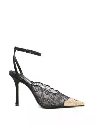 JIMMY CHOO Faiz Lace Metal-toe Pumps - Black