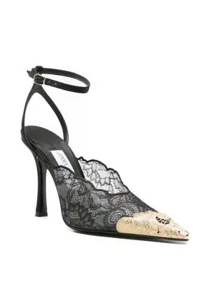 JIMMY CHOO Faiz Lace Metal-toe Pumps