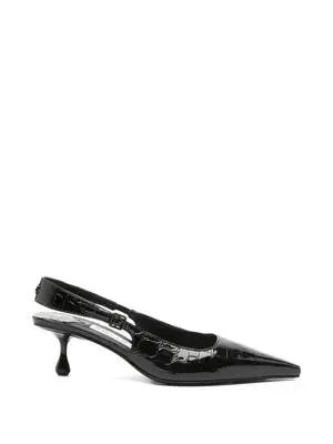 JIMMY CHOO Amel Pointed Croc-effect Slingback Pumps