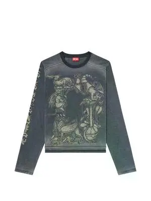 DIESEL® Long-sleeve T-shirt With Graphic Motif - Black