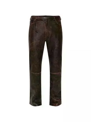 DIESEL P-nuri Belt Leather Trousers - Brown