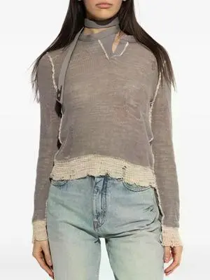 DIESEL® M-dracarina Frayed Knitted Sweater - Neutrals