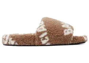 BALENCIAGA Furry Slide Allover Logo In