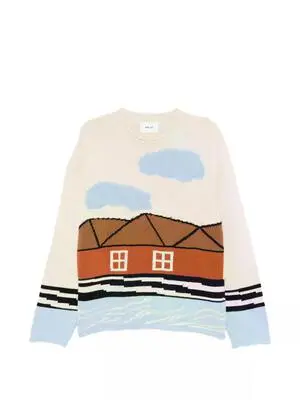 Nn07 Mikkel House Graphic Crew-neck Sweater