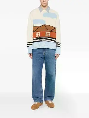 Nn07 Mikkel House Graphic Crew-neck Sweater