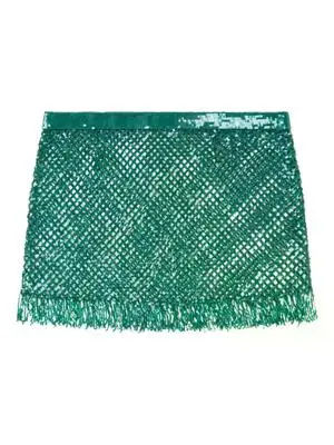 Alanui Nothing But Light Fringed Mini Skirt - Green