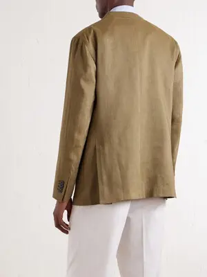 Boglioli Double-breasted Linen, Virgin Wool And Mohair-blend Suit Jacket