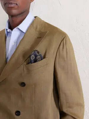 Boglioli Double-breasted Linen, Virgin Wool And Mohair-blend Suit Jacket