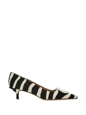 SALVATORE FERRAGAMO Maxi Gancini Zebra Buckle Pumps