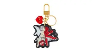 Kith Cupid And Devil Printed Leather Key Charm - Black