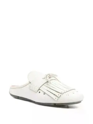 WALES BONNER Montego Fringed Mules - Neutrals