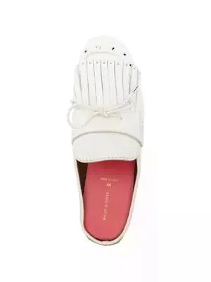 WALES BONNER Montego Fringed Mules - Neutrals