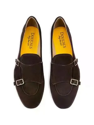 DOUCAL'S Suede Double-buckle Loafers - Brown