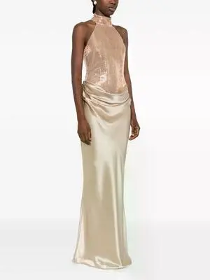 Retrofete Vanya Sequin Halter Maxi Dress