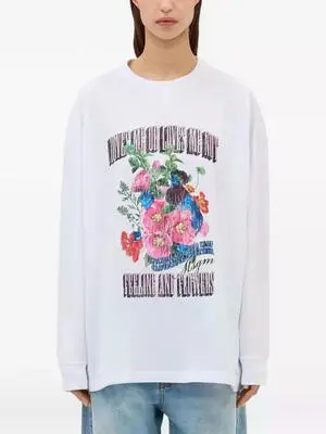 MSGM Floral Print Long Sleeve T-shirt