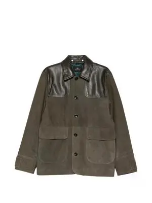 Paul Smith Pockets Leather Jacket - Green