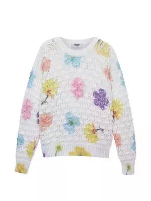 MSGM Floral Sweater - White