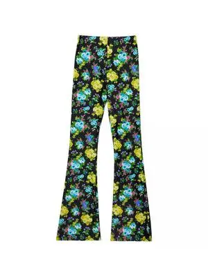 MSGM Floral Flared Trousers - Black