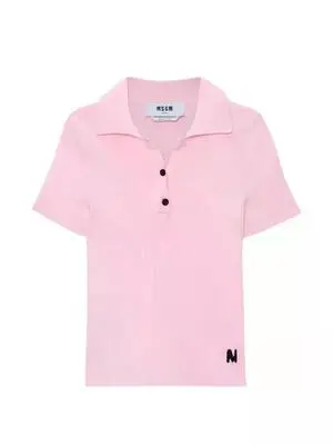MSGM Ribbed-knit Polo Shirt