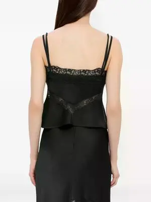 MSGM Lace V-neck Tank Top - Black